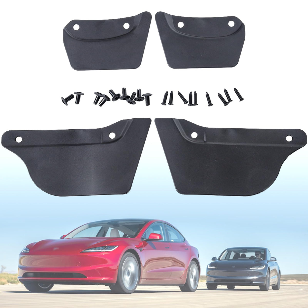 Tesla Model 3 Mud Flaps 2017-2024 - No Drilling, No Tape Tire ...