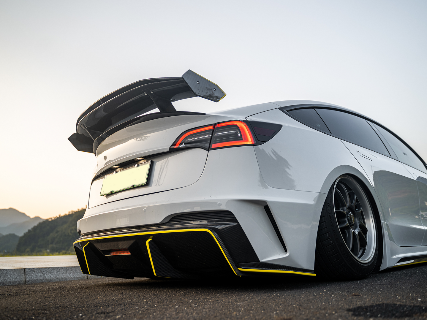 "Hacker" Narrow Body Rear Bumper & Rear Diffuser For Tesla Model 3 | EV ...