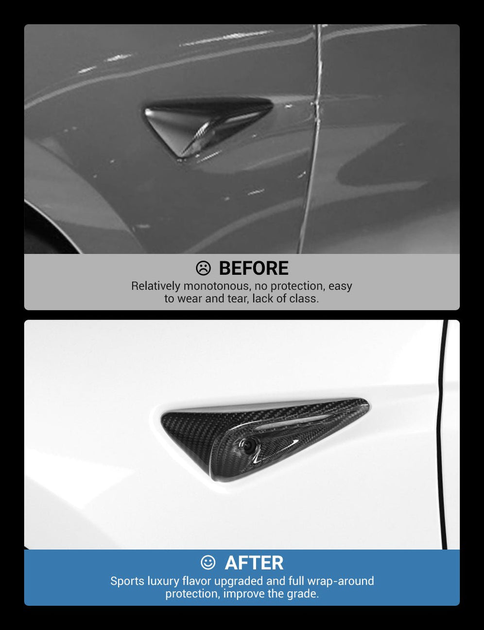 Full Side Camera Covers for Tesla Model 3 / Y - Carbon Fiber Exterior ...