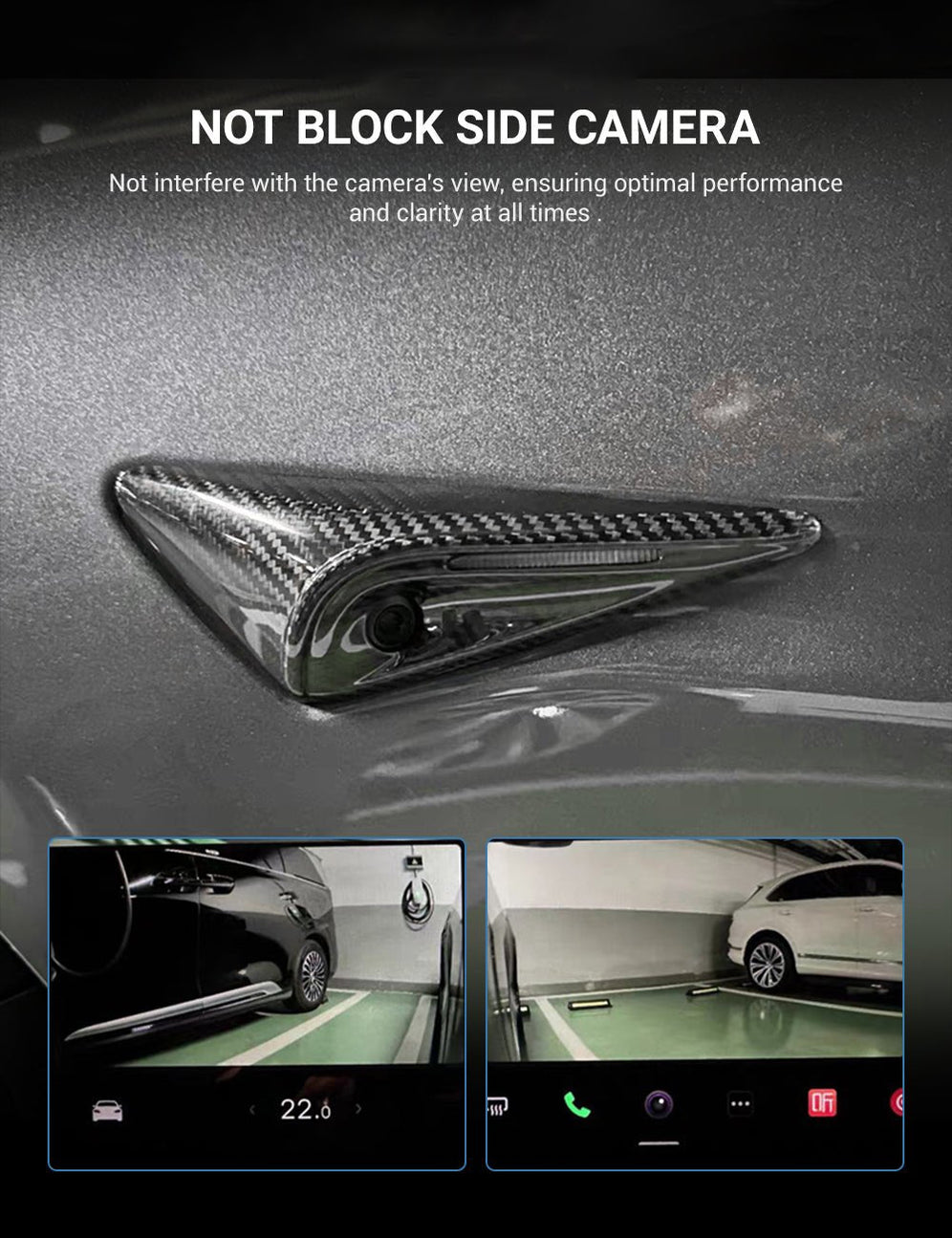Full Side Camera Covers for Tesla Model 3 / Y - Carbon Fiber Exterior ...