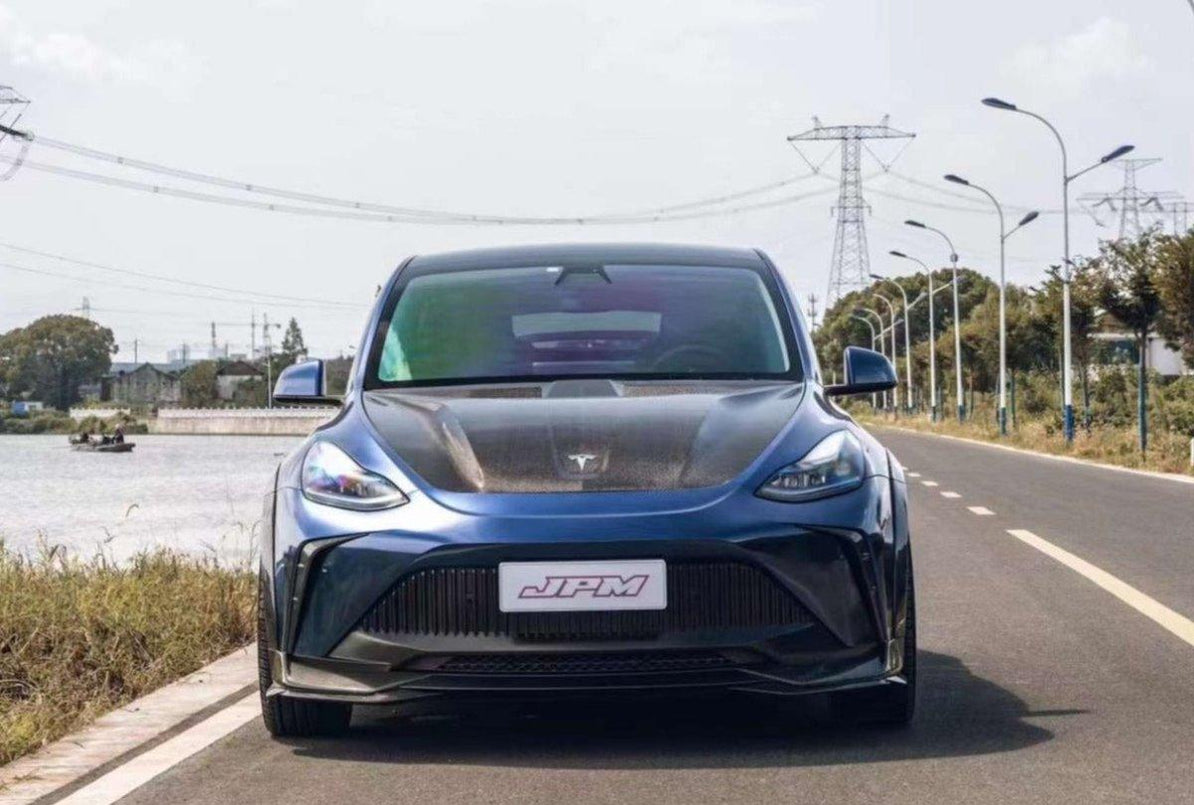 "STARSHIP" Hood for Tesla Model Y Performance Long Range Carbon Fiber ...