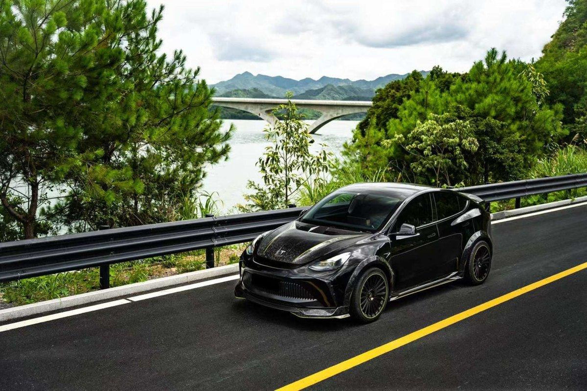 "STARSHIP" Hood for Tesla Model Y Performance Long Range Carbon Fiber ...
