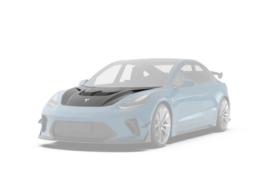 "Hacker" Widebody V2 Hood Bonnet For Tesla Model 3 | EV Bandit