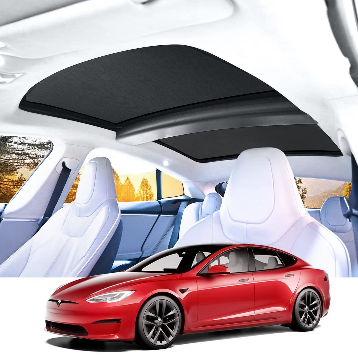 4PCS Tesla Model S Glass Roof Sunshade | Upgraded 2015-2020 Model S ...