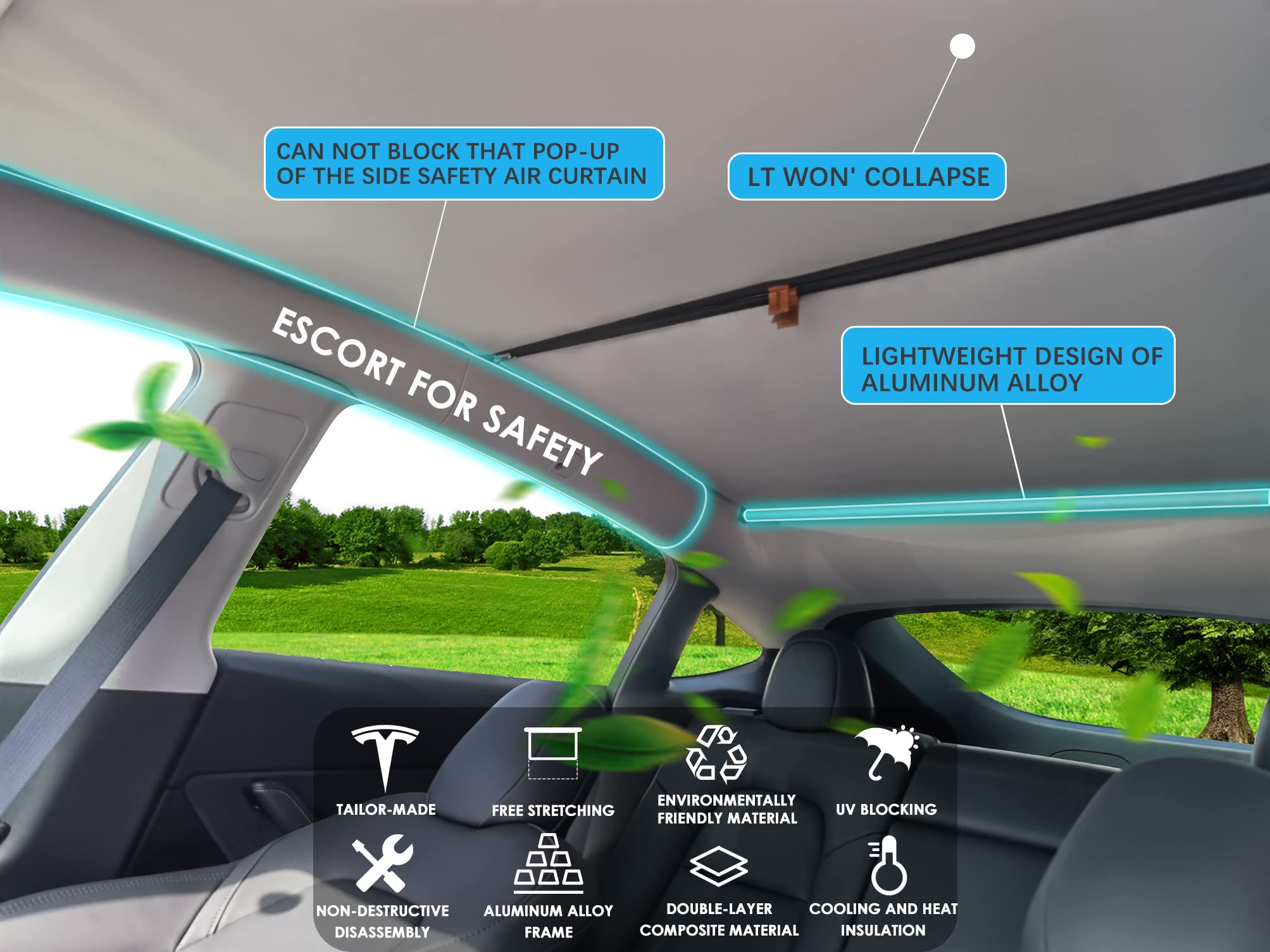 Tesla Model Y Sunshade - Retractable Sun Shade for Tesla Model Y ...