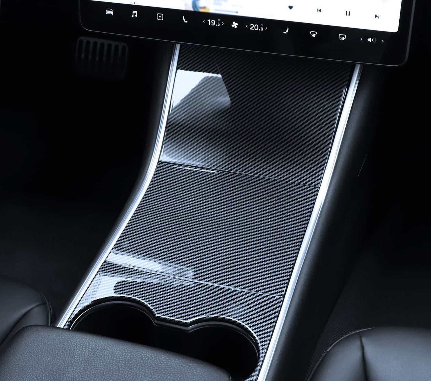 Carbon Fiber Center Console Wrap Cover Kit | Tesla Model 3 & Y | EV Bandit