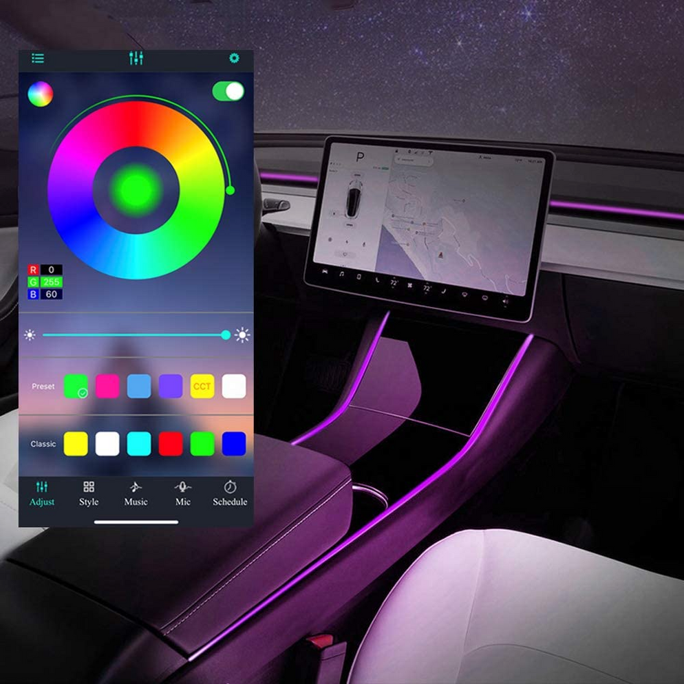 Interior LED Light Strip + App Controller | Tesla Model 3/Y (2017-2020 ...